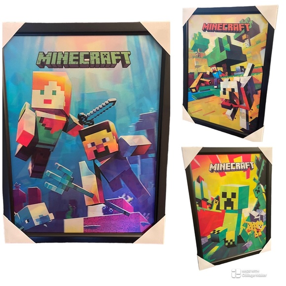 Art | New Minecraft Gaming Framed 3d Lenticular Poster Picture | Poshmark